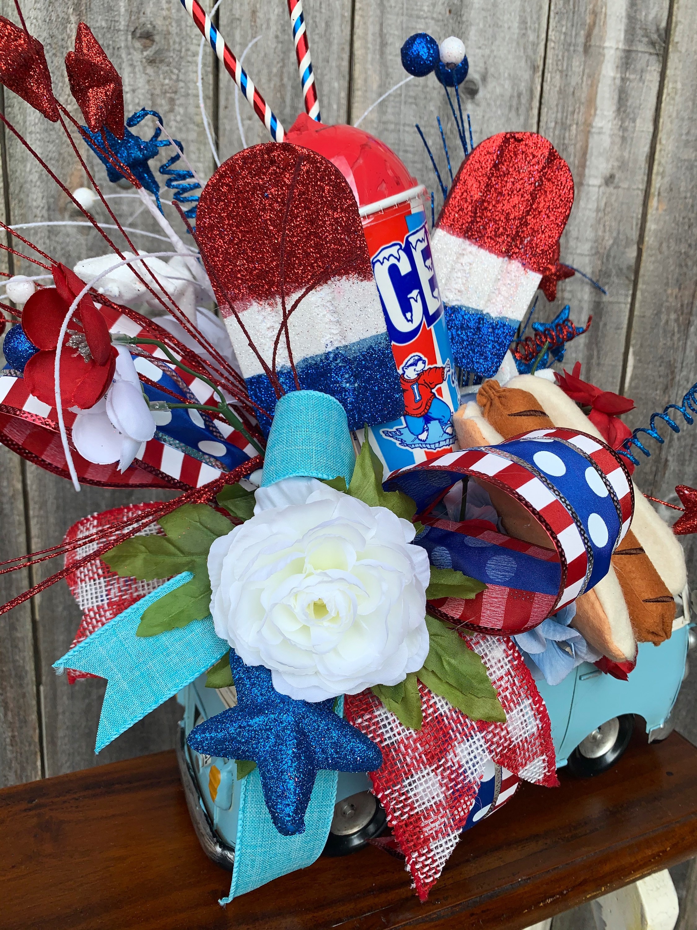 Patriotic Centerpiece Red White And Blue Centerpiece Fourth Of July
