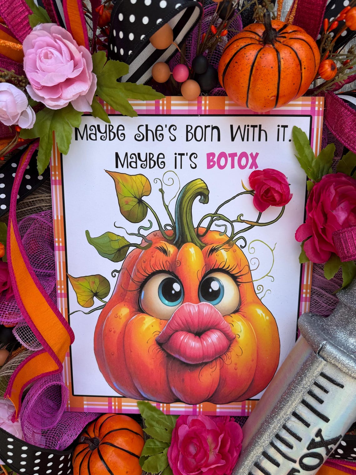 Fall Wreath, Fall Pumpkin Wreath, Pumpkin Wreath, Botox Wreath, Botox ...