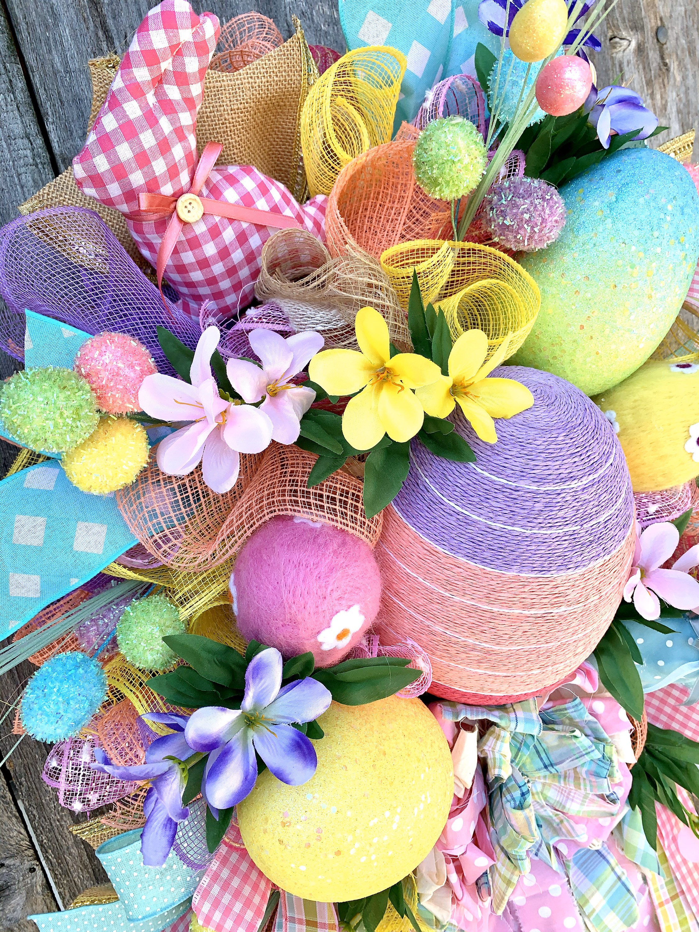 Easter Wreath, Easter Eggs Wreath, Happy Easter Wreath, Easter Rag Bow ...
