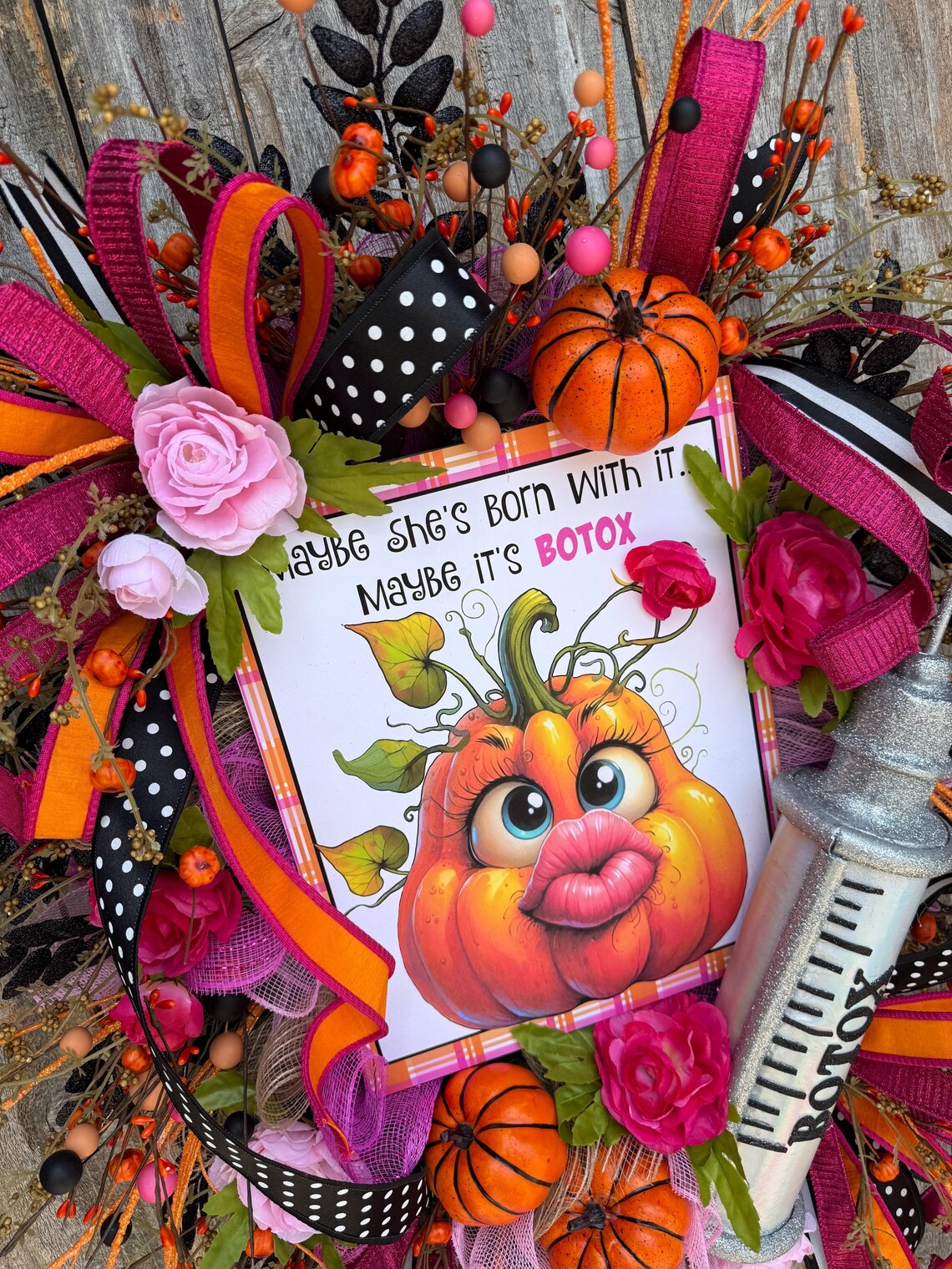 Fall Wreath, Fall Pumpkin Wreath, Pumpkin Wreath, Botox Wreath, Botox ...