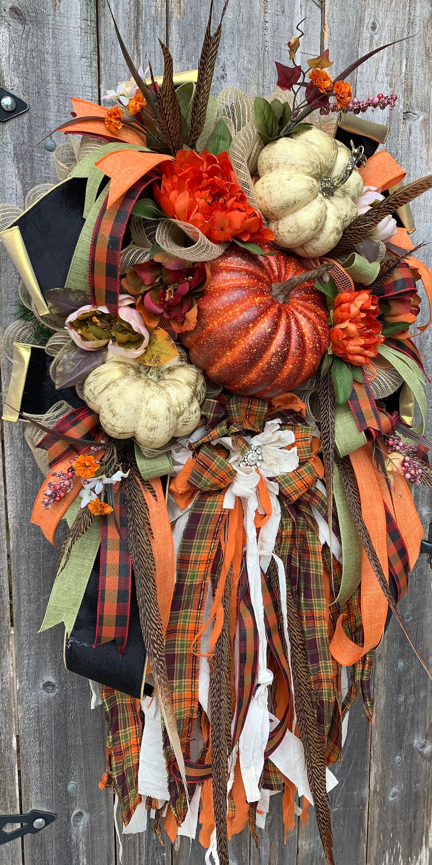 RESERVED FOR Alicia~Fall Wreath, Fall Rag Bow Wreath, Autumn Wreath ...