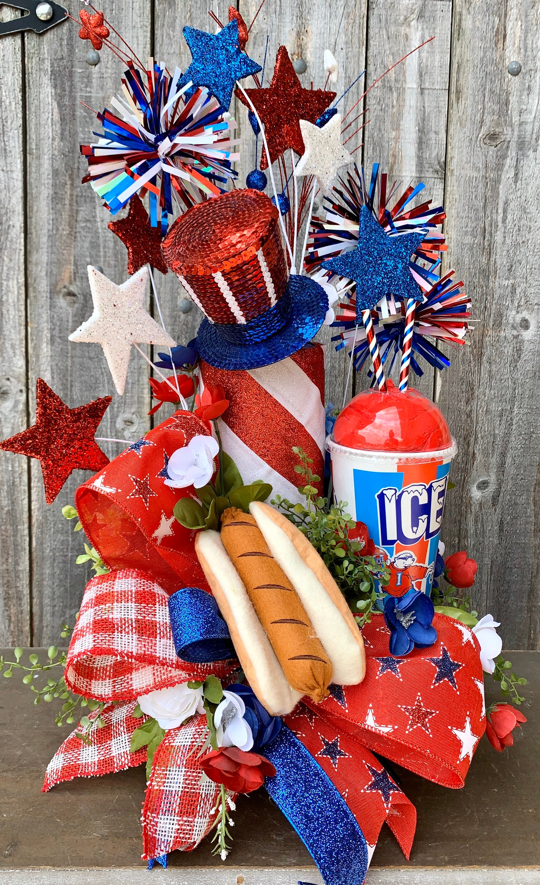 Patriotic Centerpiece Red White And Blue Centerpiece Fourth Of July
