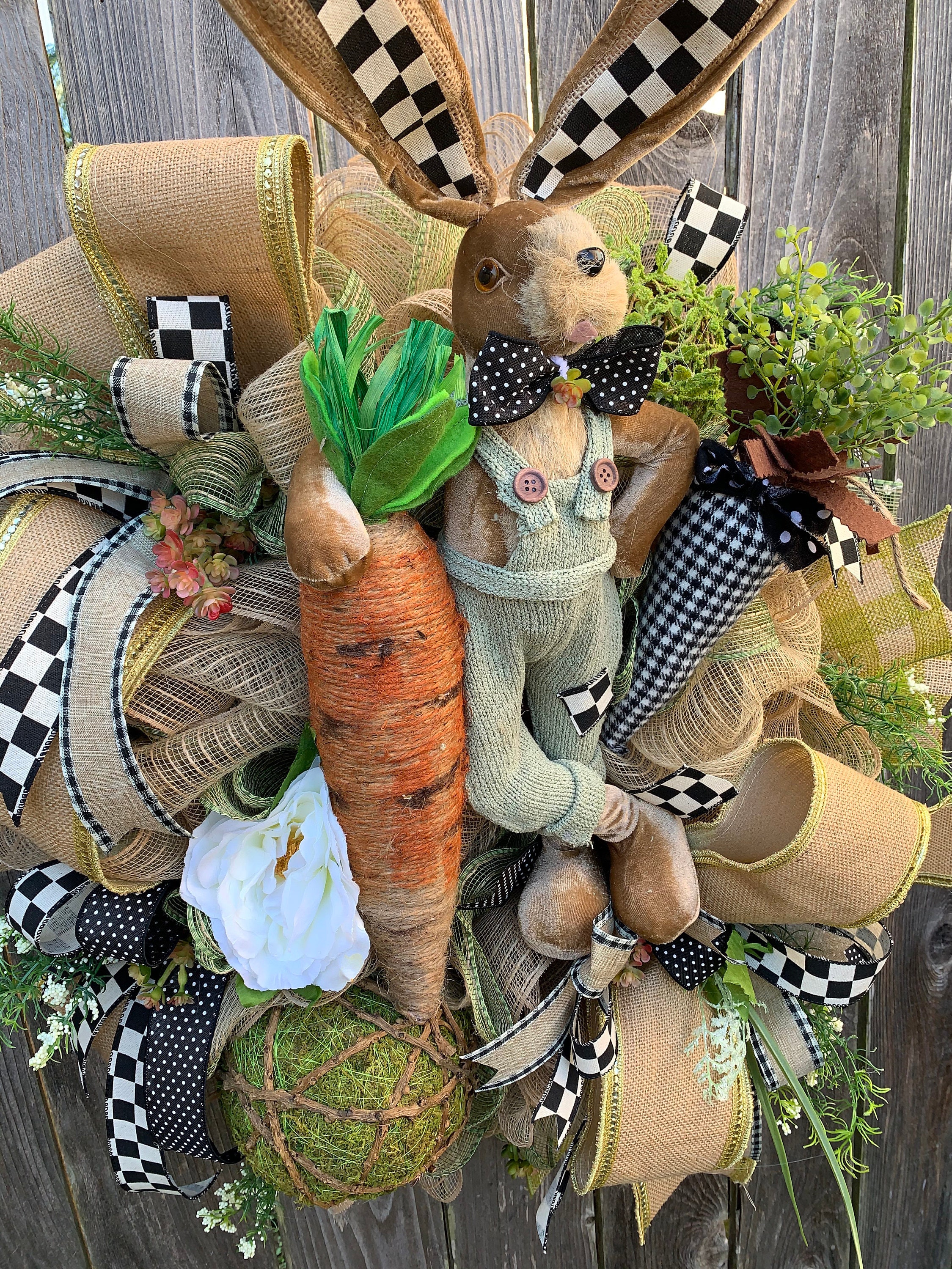 MADE TO ORDER~Easter Bunny Wreath, Bunny Wreath, Bunny Decor, Natural ...