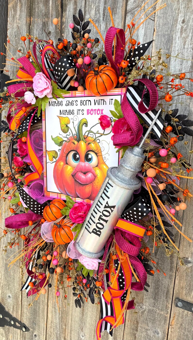 Fall Wreath, Fall Pumpkin Wreath, Pumpkin Wreath, Botox Wreath, Botox ...