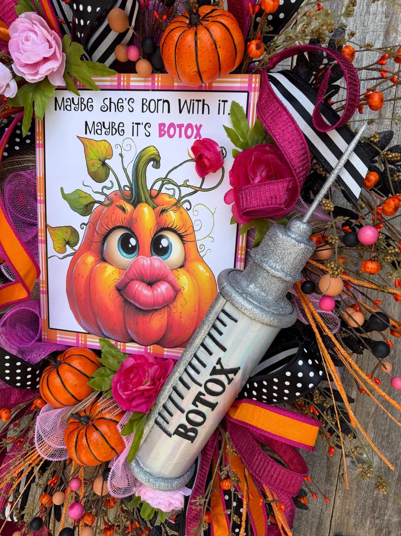 Fall Wreath, Fall Pumpkin Wreath, Pumpkin Wreath, Botox Wreath, Botox ...