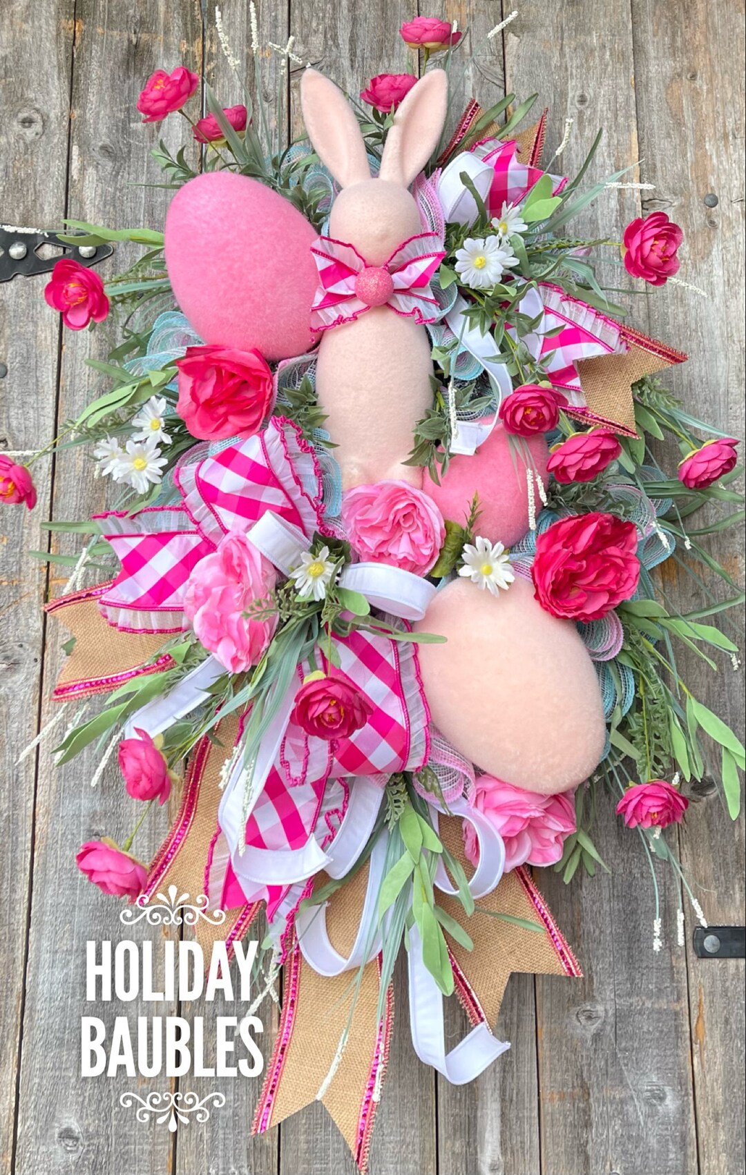 Easter Wreath, Deluxe Easter Wreath, Bunny Wreath, Flocked Bunny Wreath ...