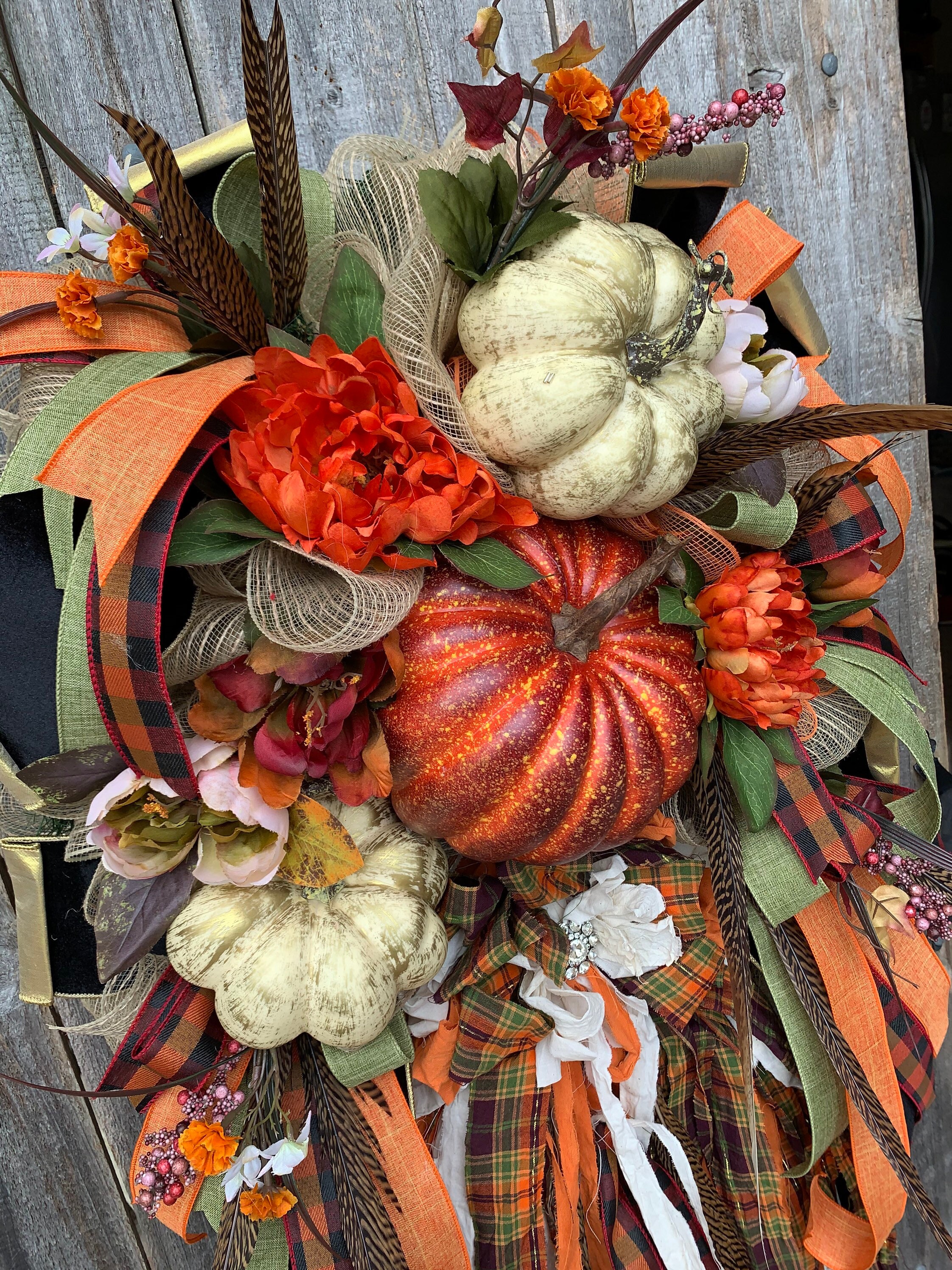 RESERVED FOR Alicia~Fall Wreath, Fall Rag Bow Wreath, Autumn Wreath ...