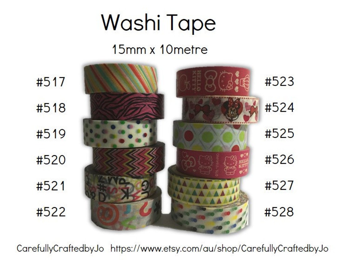 Washi Tape - Multi-coloured, Mickey Mouse, Hello Kitty & More - 15mm X ...