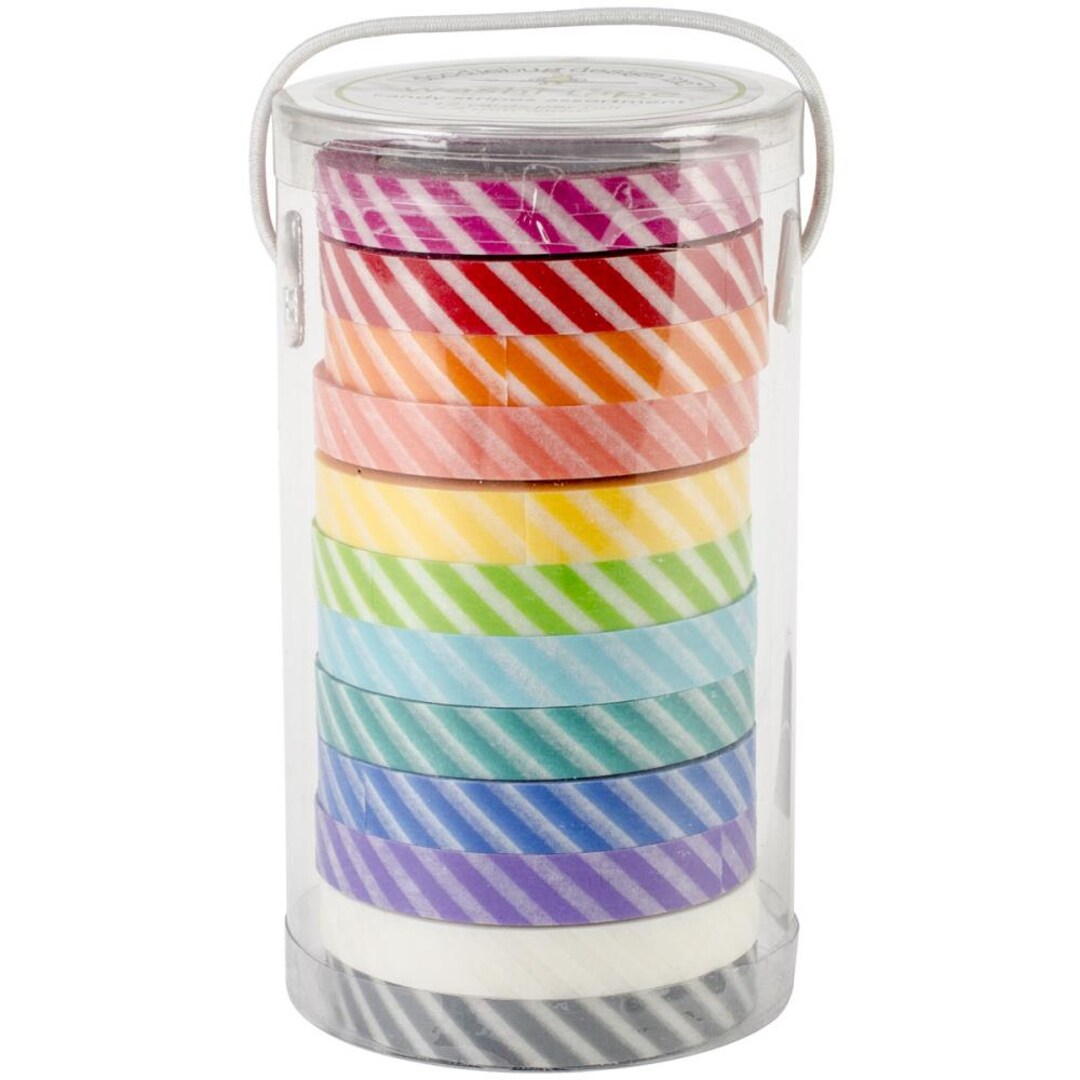 Washi Tape Pack - Set of 12 - Candy Stripes - Pink, Green, Yellow ...