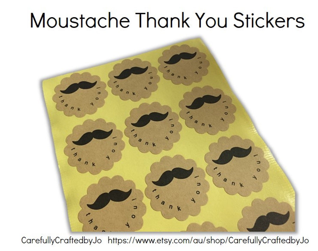 Moustache Thank You Stickers - 3.8cm Wide Sticker/ Envelope Seals - Etsy
