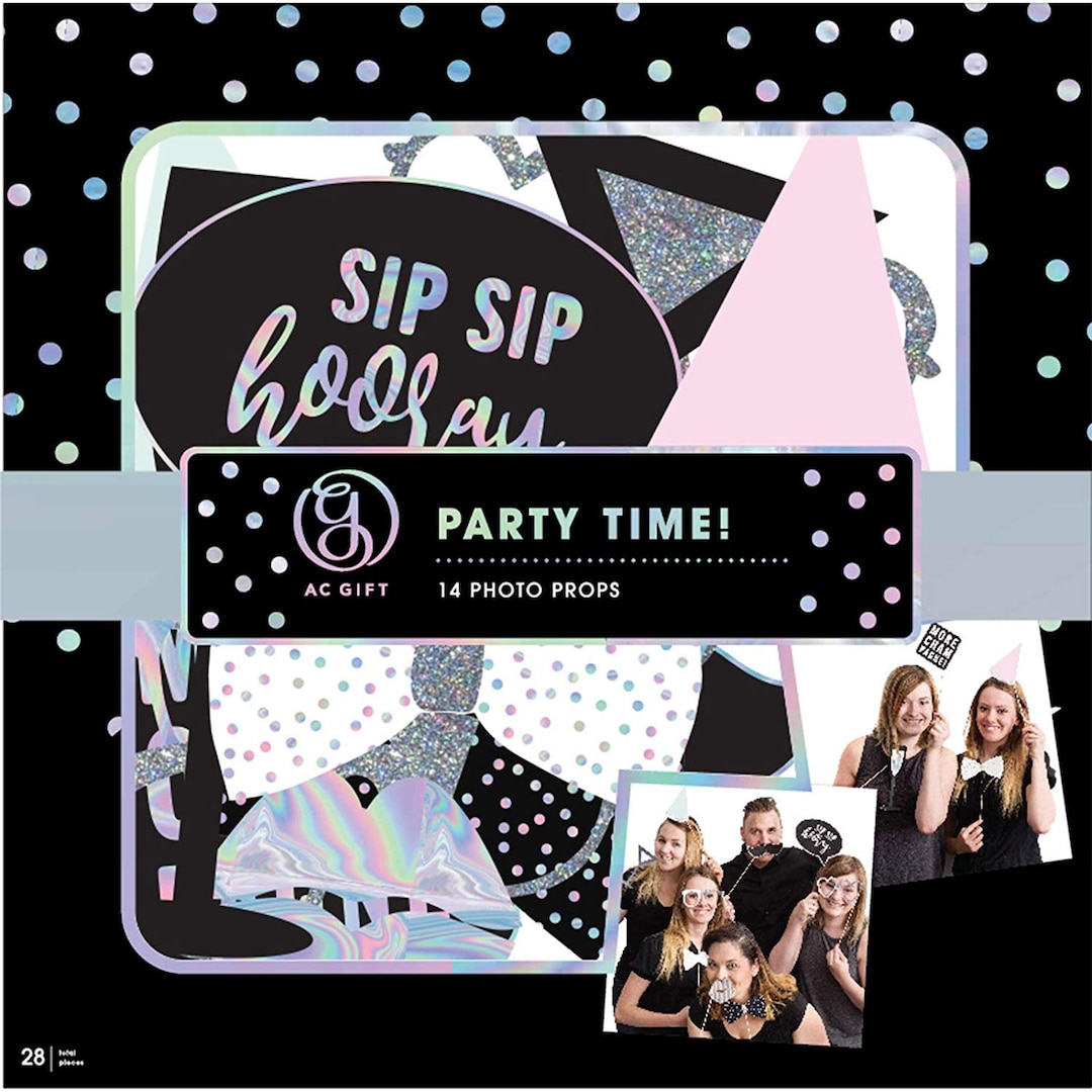 Party Time Photo Prop Kit - 28pcs - Holographic Foil - Photobooth ...
