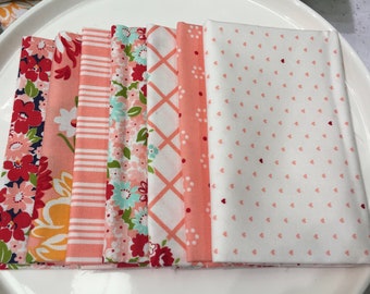Moda Fabric - Fat Quarter Bundle - Lighthearted by Camille Roskelley - Florals - Set of 6 - Etsy