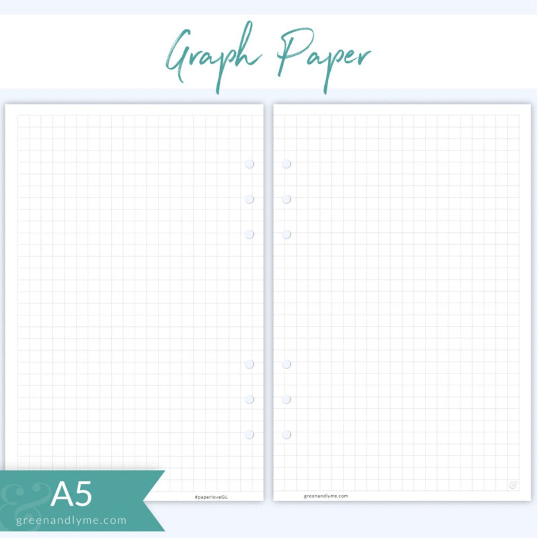 A5 Graph Paper Inserts - Printed Planner Inserts, Punched Graph Paper ...