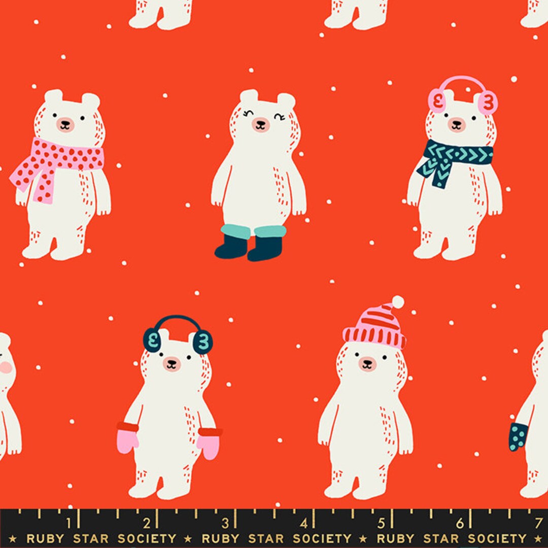Moda Fabric Ruby Star Society Flurry Snow Bears Ruby RS5028 12 50cm - Etsy