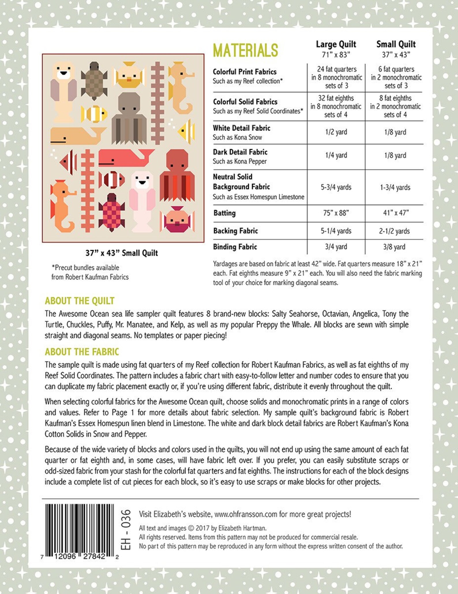 Awesome Ocean Quilt Pattern Elizabeth Hartman | Etsy