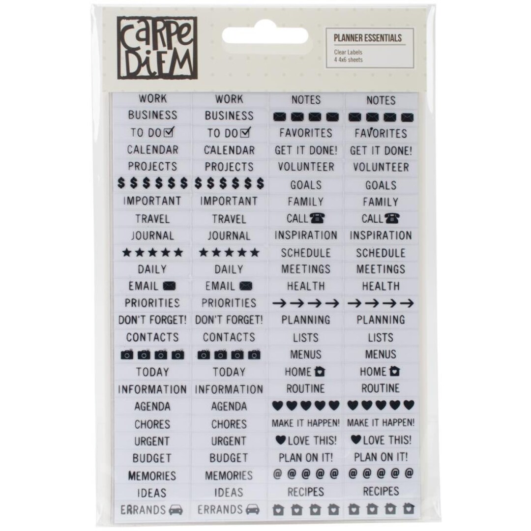 Carpe Diem Clear Planner Stickers - Planner Essentials Clear Stickers ...