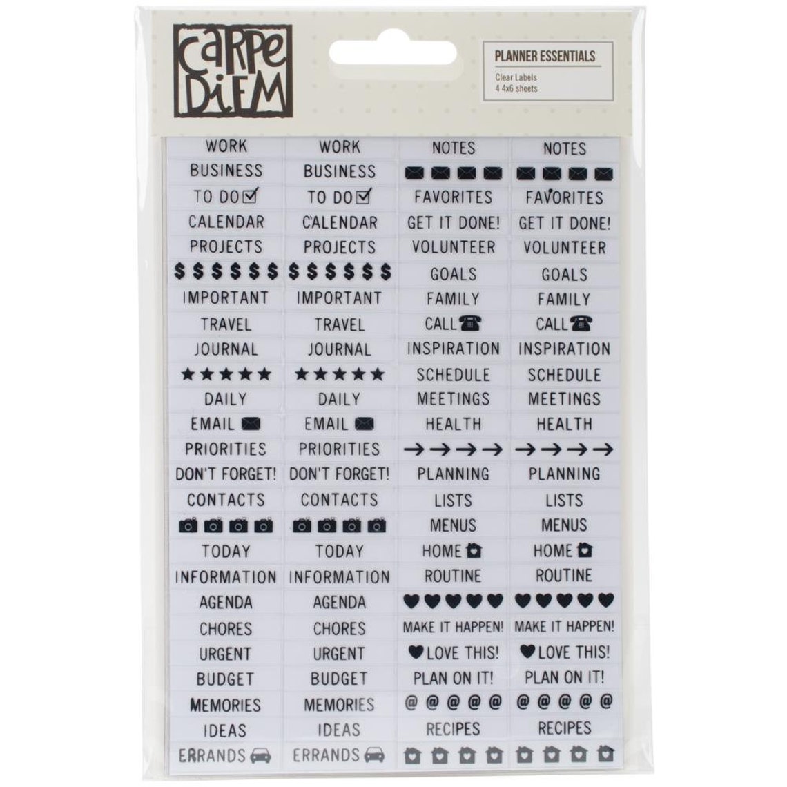 Carpe Diem Clear Planner Stickers - Planner Essentials Clear Stickers ...