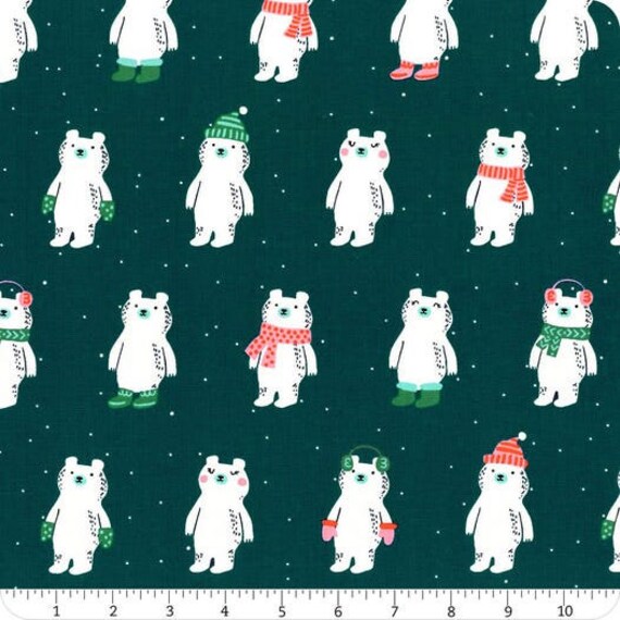 Moda Fabric Ruby Star Society Flurry Peacock Snow Bears | Etsy