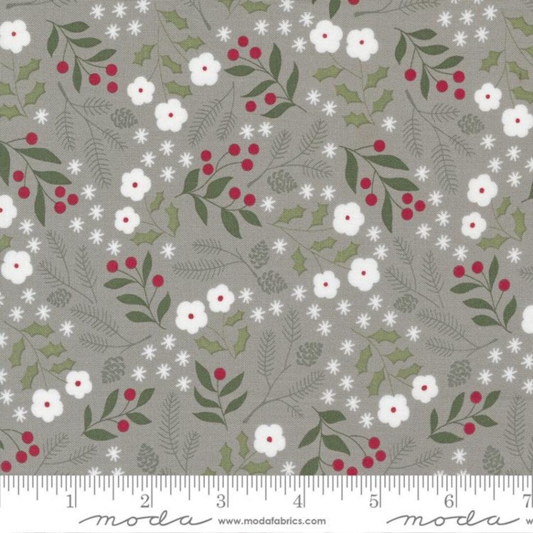 Moda Fabric Christmas Eve Lella Boutique Winter Botanical Small Floral ...