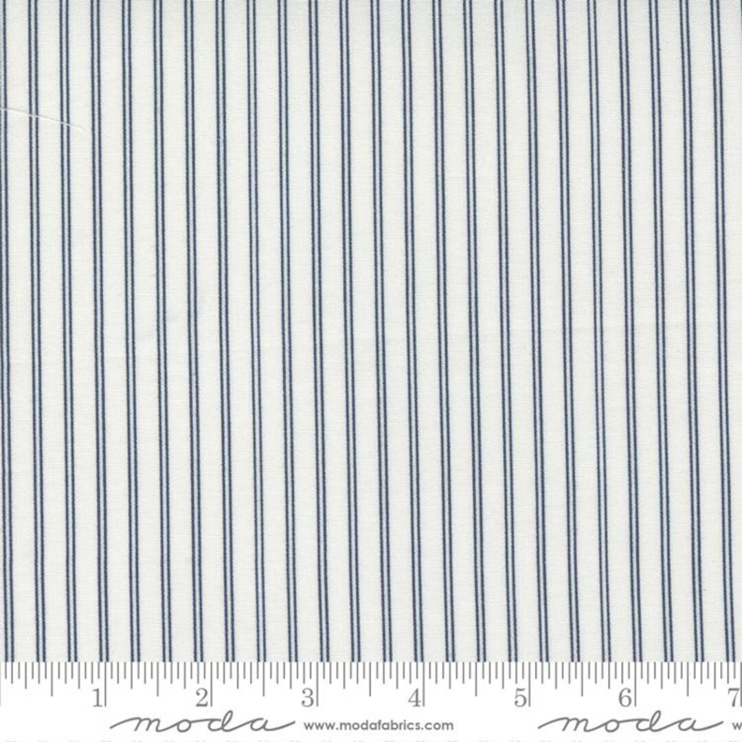 Moda Fabric Nantucket Summer Camille Roskelley Stripe Cream and Navy ...