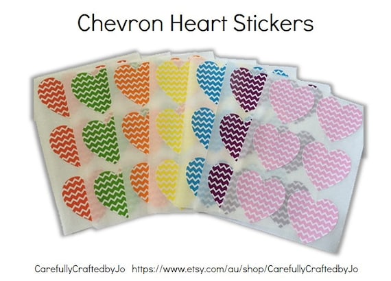 Chevron Heart Stickers 3.8cm Wide Sticker/ Envelope | Etsy