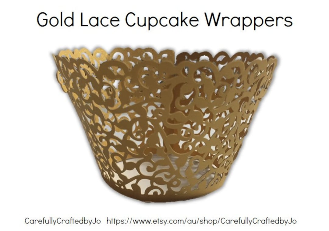 Set of 12, 24, 36 Gold Lace Cupcake Wrappers - Wedding, Engagement ...