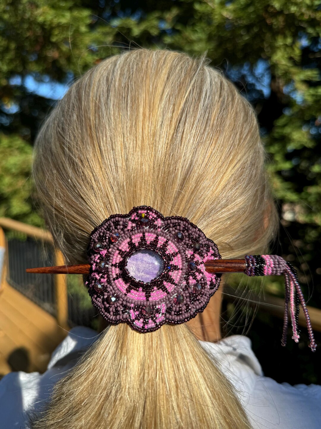 Barrette Beaded Pony Tail Cover, Hair Clip, Beaded Hair Accessory - Etsy