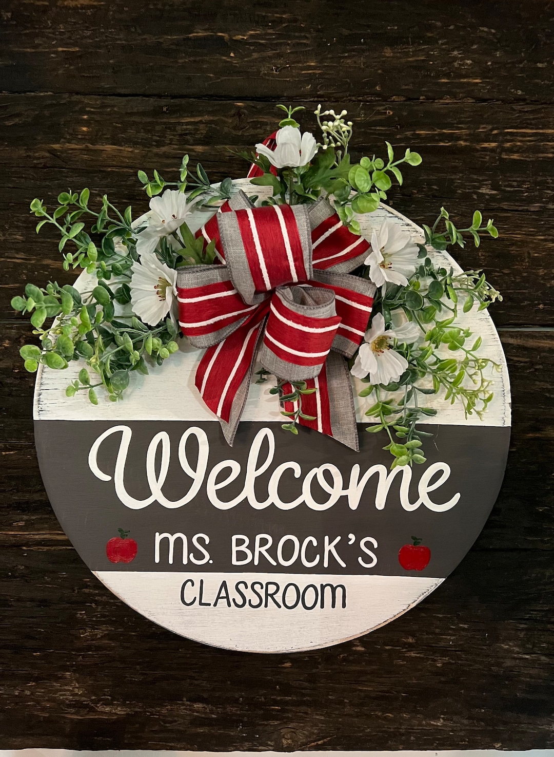 16” Personalized Teacher Door Hanger/ Door Round/ Door Wreath ...