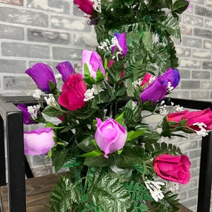Memorial Day - Cemetery Vase Inserts- Rosebud Graveside Arrangement ...