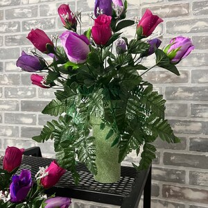 Memorial Day - Cemetery Vase Inserts- Rosebud Graveside Arrangement ...