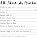 All About My Brother Printable, Brother Birthday, Sibling's Day ...