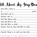 All About My Step Dad Printable, Step Dad Birthday, Father's Day ...