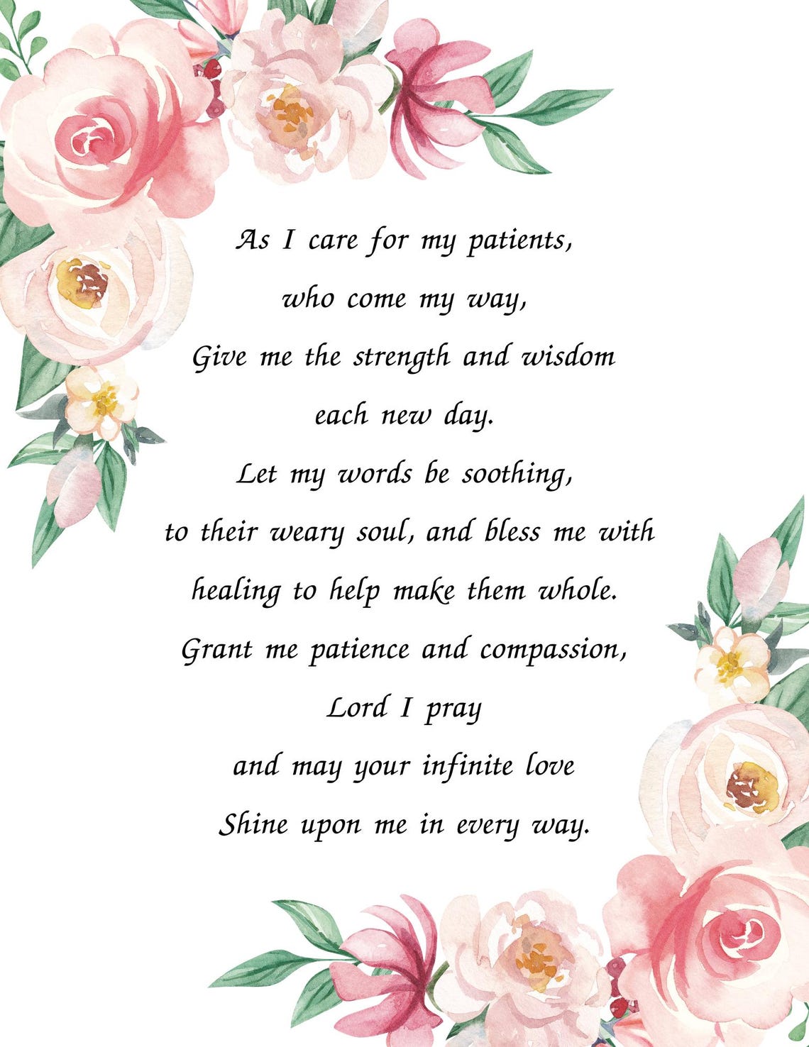 Medical Field Prayer Printable, Doctor, Nurses, EMT, Doula, Misc ...
