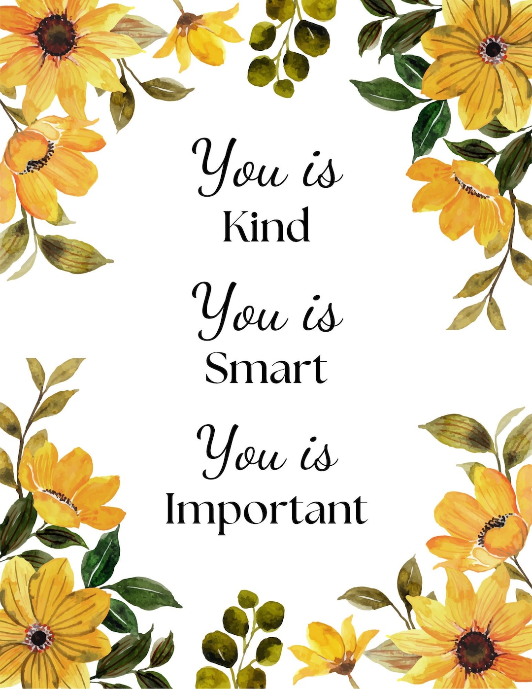 You is Kind, You is Smart, You is Important Printable Wall Art, Kids ...