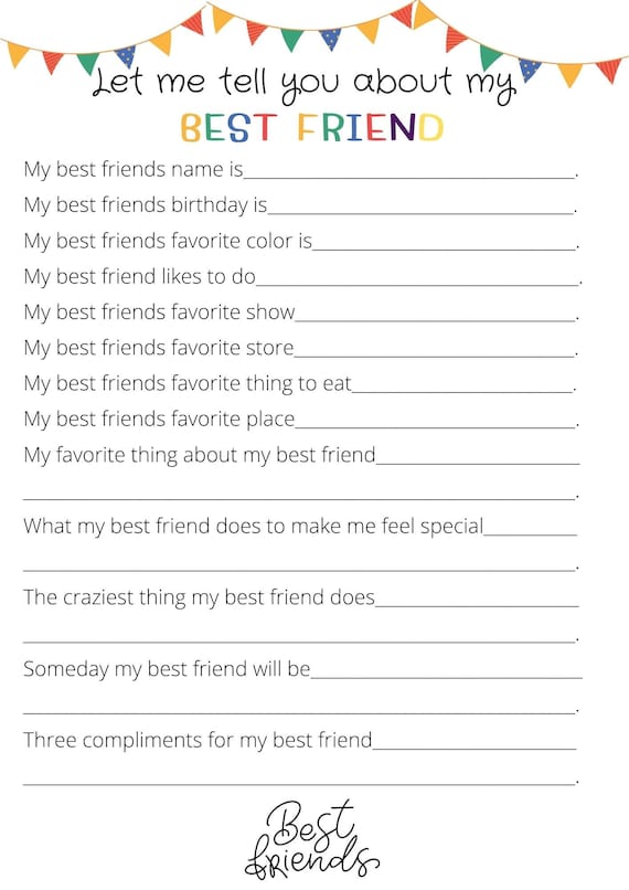 All About My Best Friend Printable BFF Birthday Best Friend - Etsy