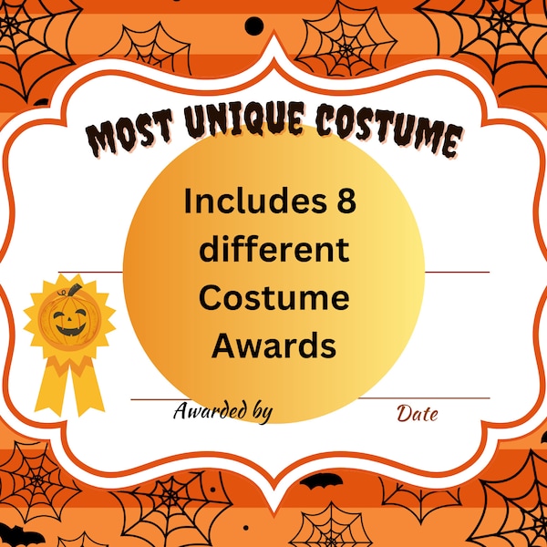 Halloween Costume Award Certificates - Etsy