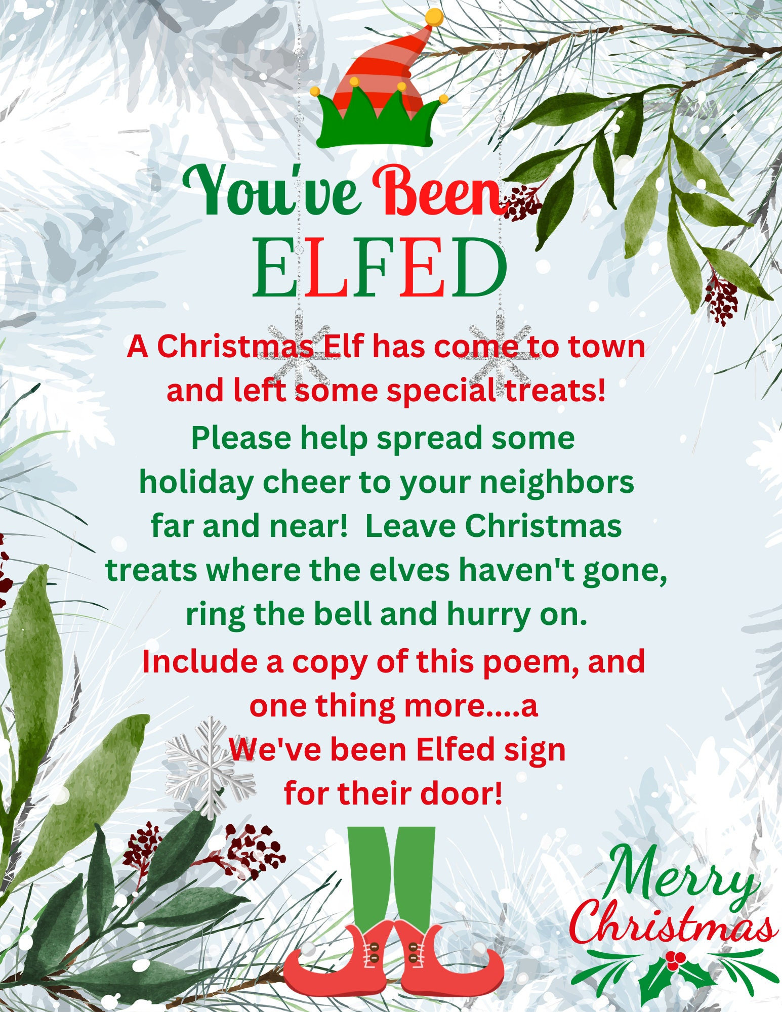 INSTANT DOWNLOAD Printable Christmas We've Been Elfed Sign and ...