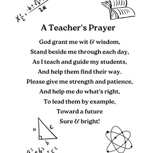 A Teacher's Prayer Printable, Teachers, Teacher Gift, Teacher Wall Art ...
