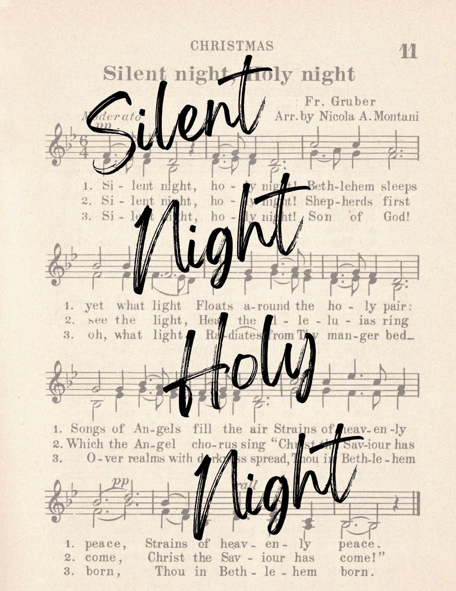 Silent Night | Hymn Sheet Music | Silent Night Printable | Silent Night ...
