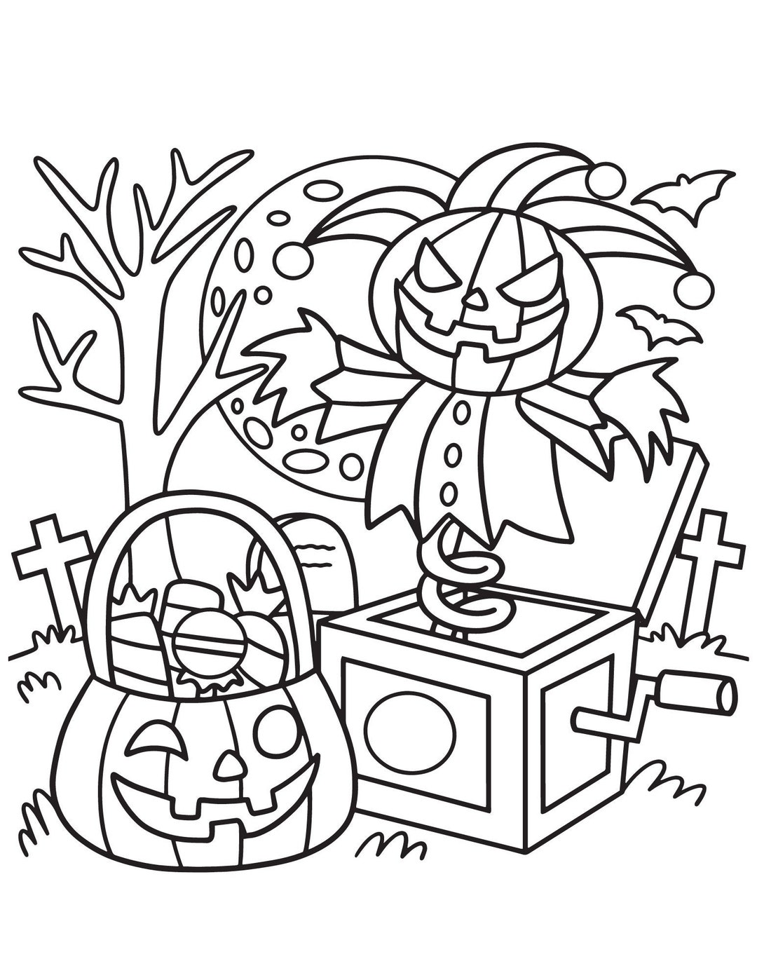 Halloween Coloring Pages:17 Printable Ghouls & Pumpkins (PDF) - Etsy