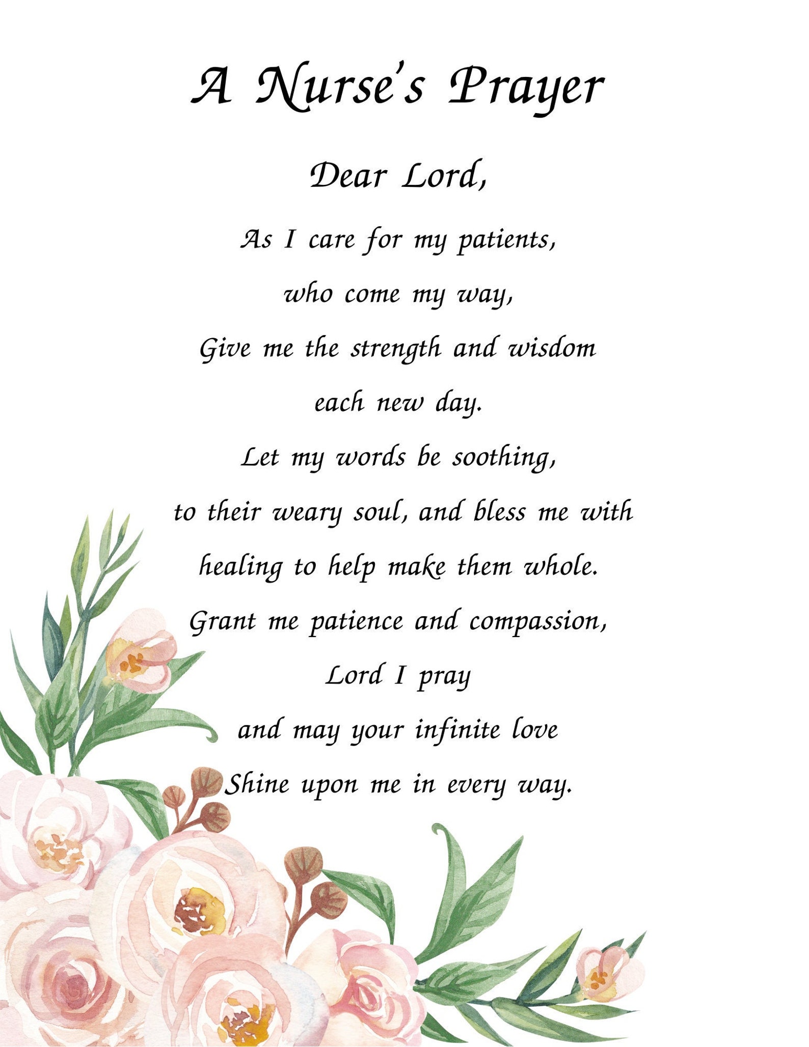 A Nurses Prayer Printable, Nurses, Nurse Gift, Nurse Wall Art - Etsy
