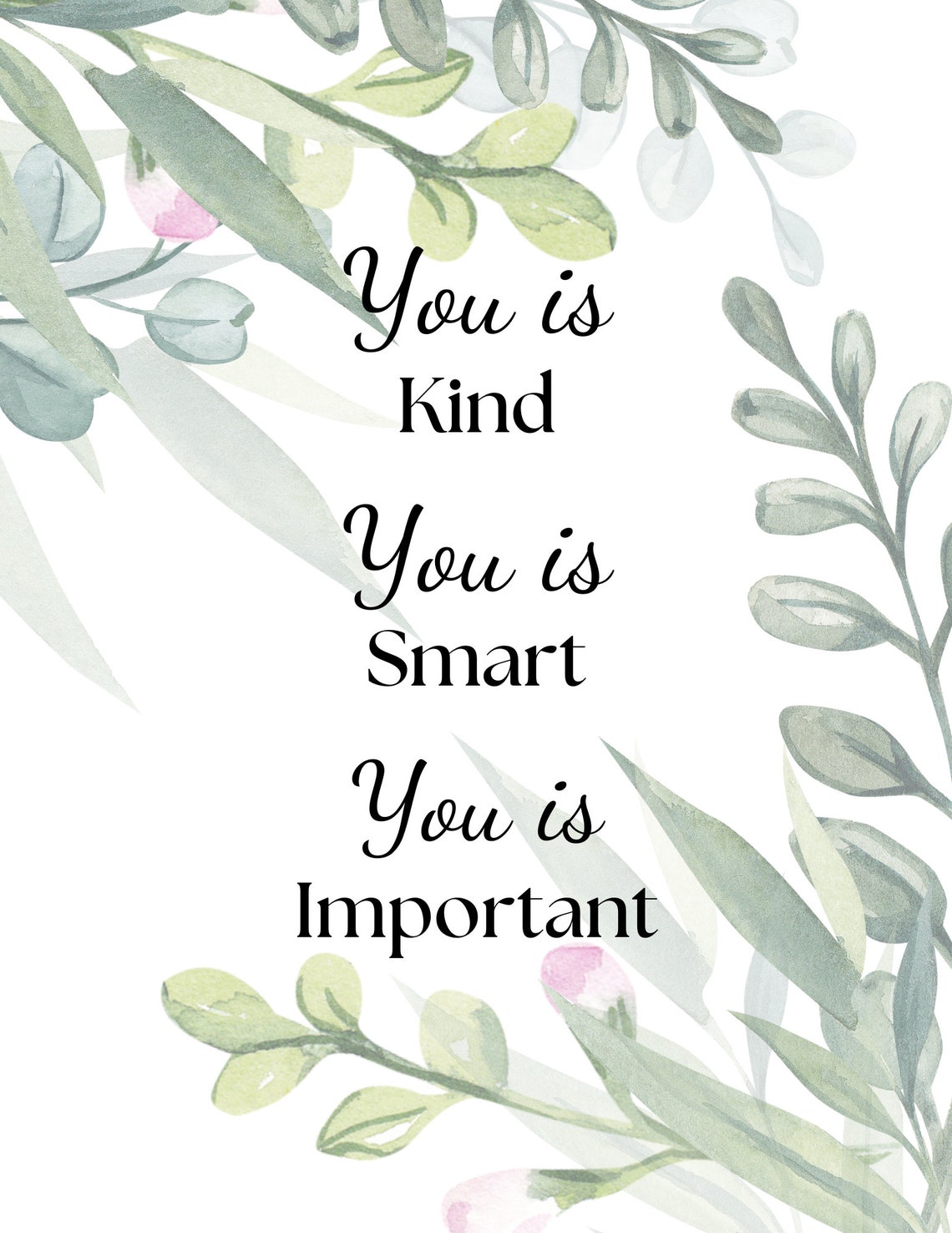 You is Kind, You is Smart, You is Important Printable Wall Art, Kids ...