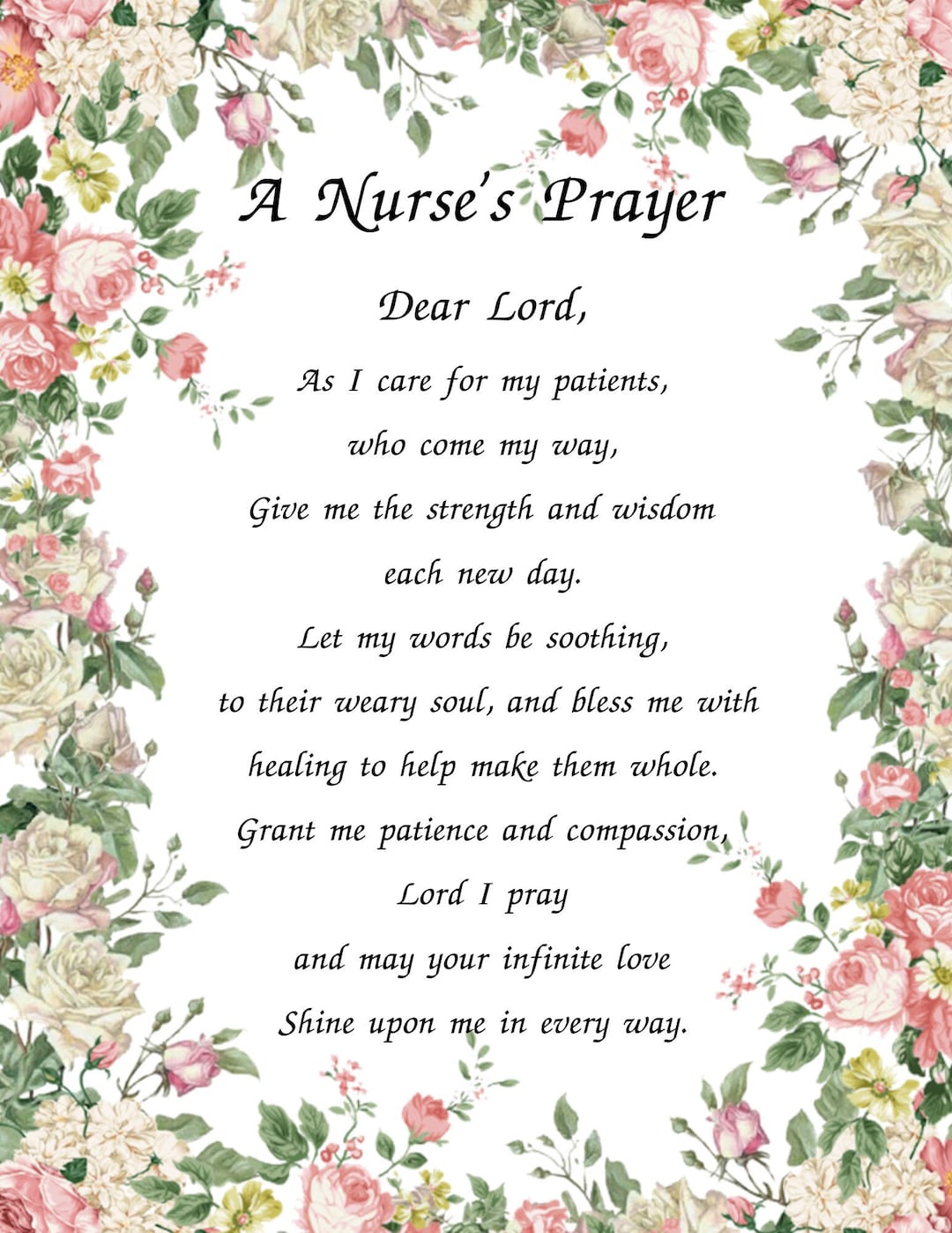 A Nurses Prayer Printable, Nurses, Nurse Gift, Nurse Wall Art - Etsy