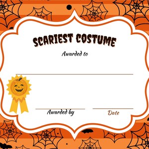 Printable (8) Different Halloween Costume Award Certificates ...