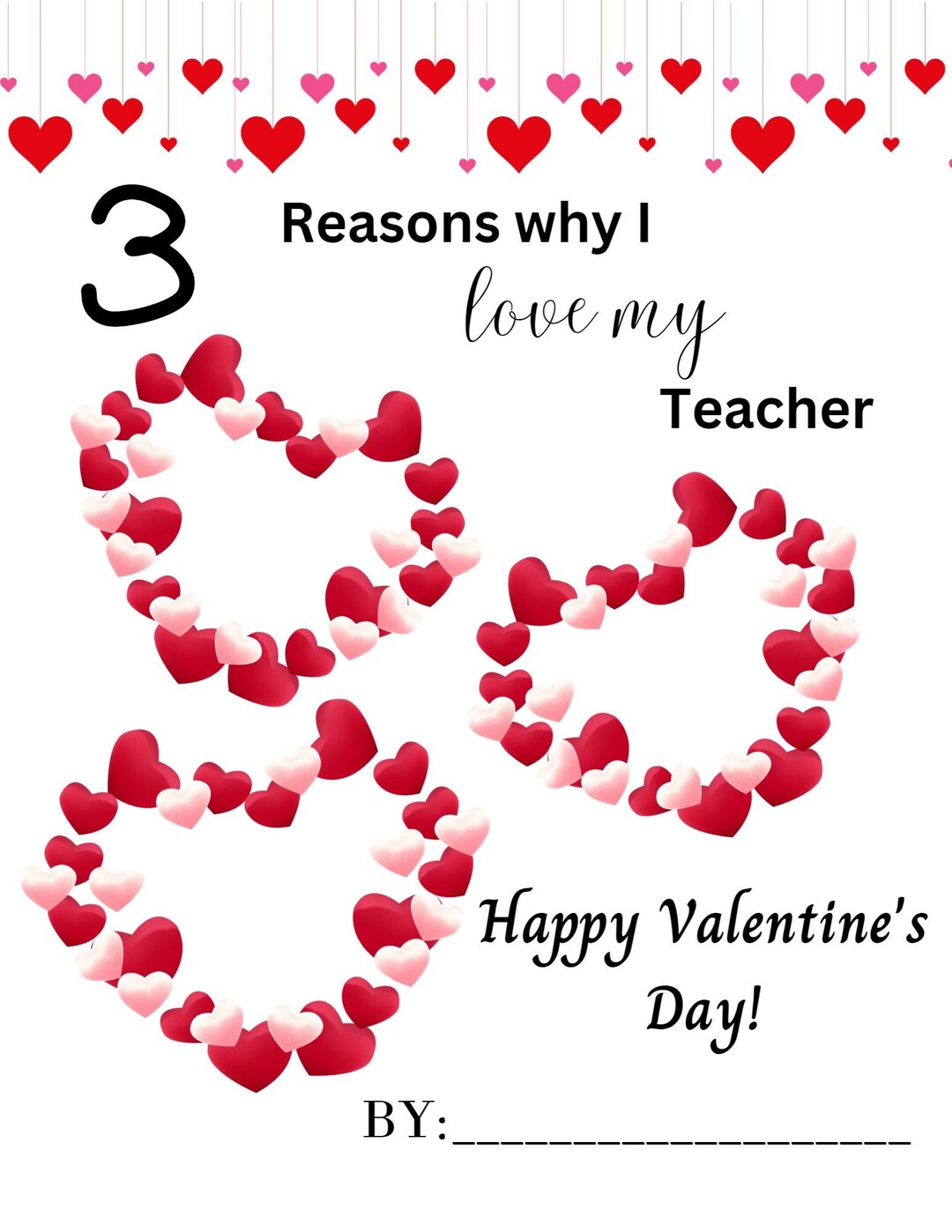 Teacher Valentine 3 Reasons Why Love Teacher Appreciation Valentine ...