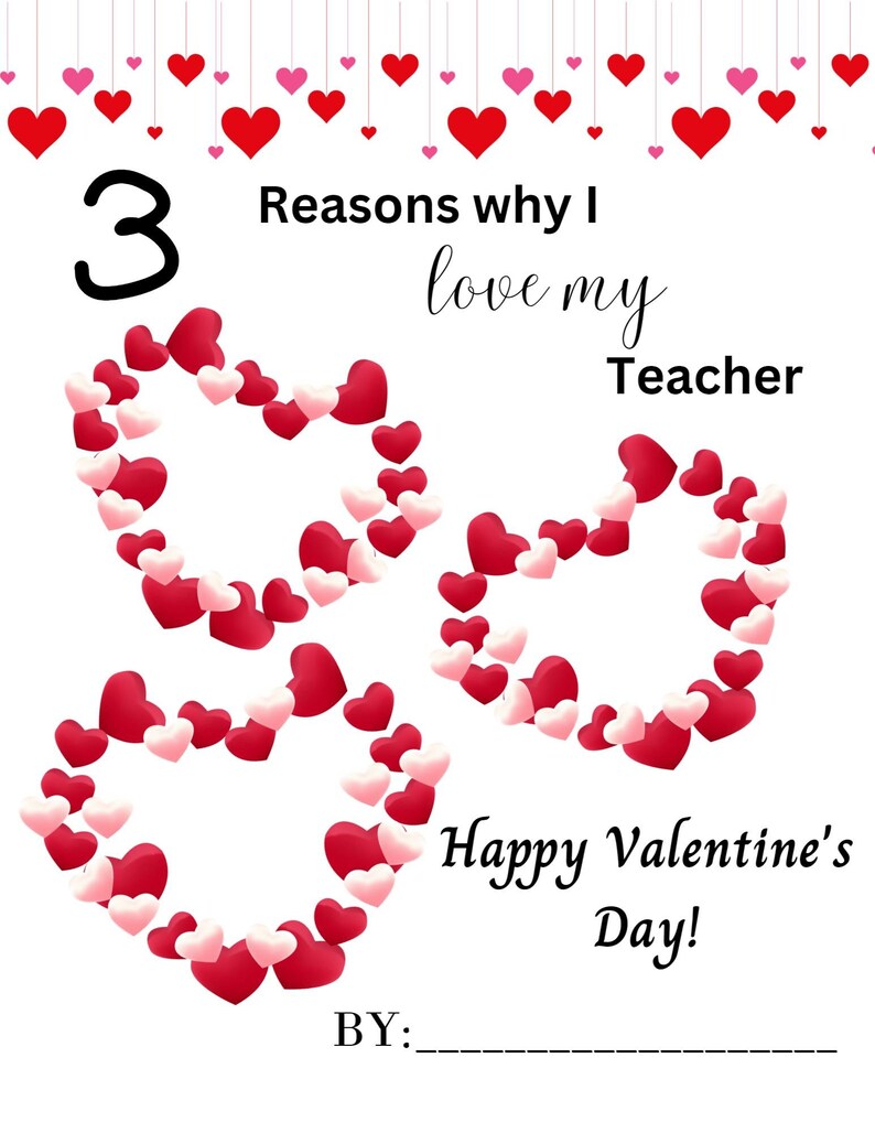 Teacher Valentine | 3 Reasons Why Love | Teacher Appreciation ...