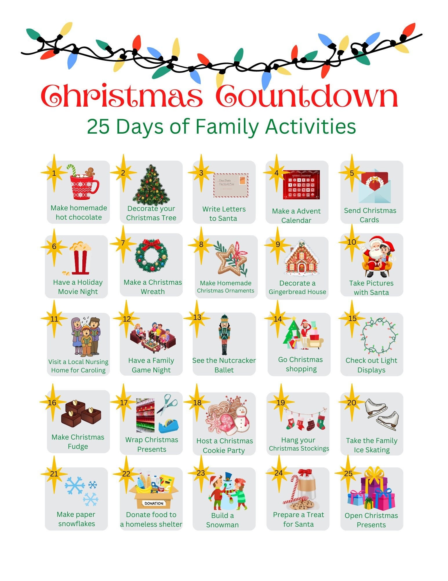 Christmas Countdown, Christmas Activity Calendar, Christmas Activity ...