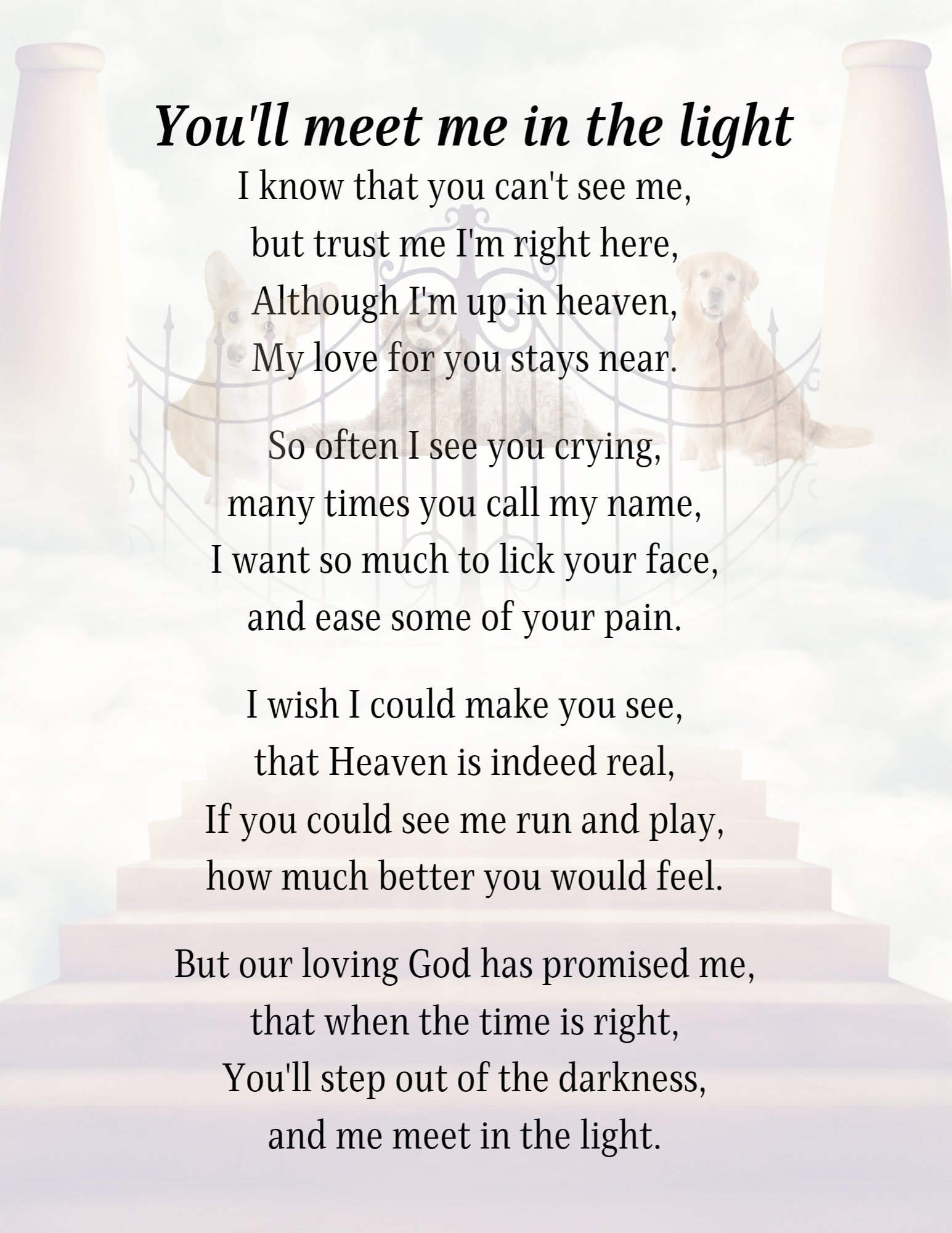 You'll Meet Me in the Light Printable, Memorial Print, PNG File - Etsy