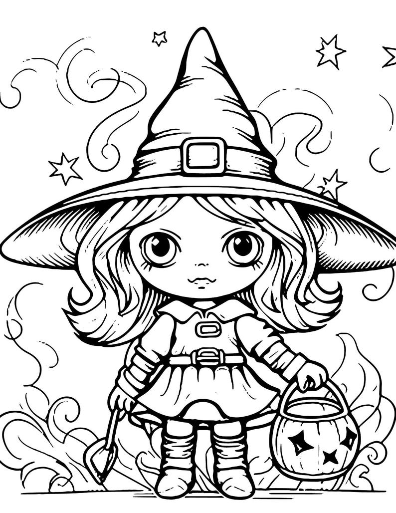 Halloween Coloring Book, 19 Pages (PDF) - Etsy