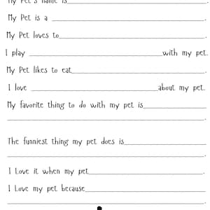 All About My Pet Printable, Kids Activity (PDF) - Etsy